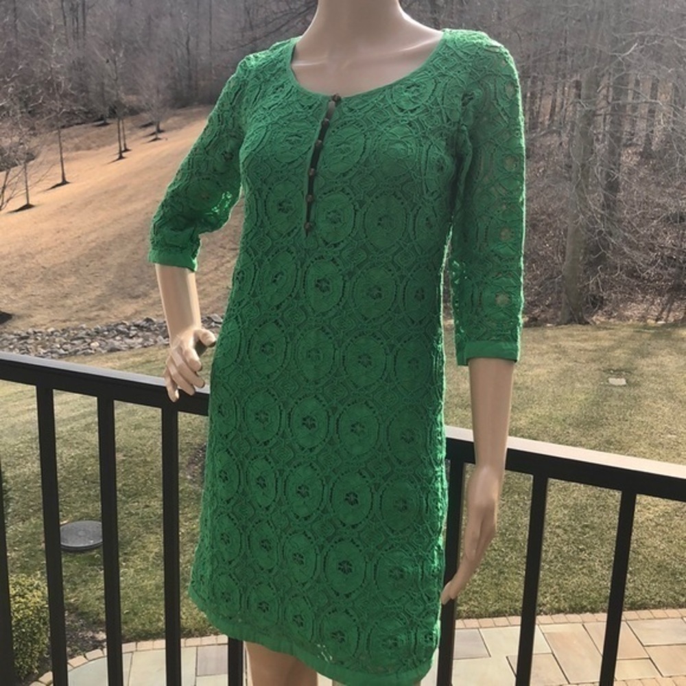 Anthro Beth Bowley Emerald Green Crochet Dress - Gem
